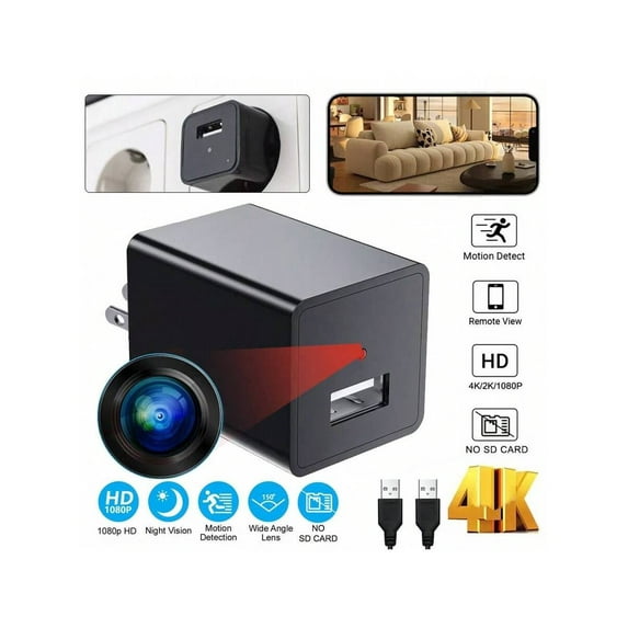 1080P Mini WiFi Camera USB Charger: Hidden Compact Night Vision ...