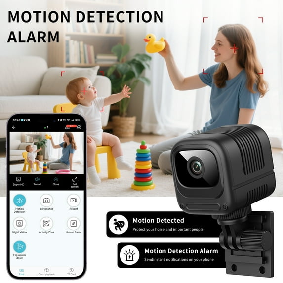1080P Mini WiFi Home Camera, 130 ° Wide-Angle Smart Security Cam with ...