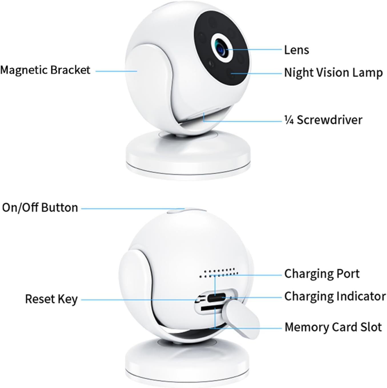 1080P Mini WiFi Security Camera for Indoor Use, Wide 170 ° Lens, Motion ...