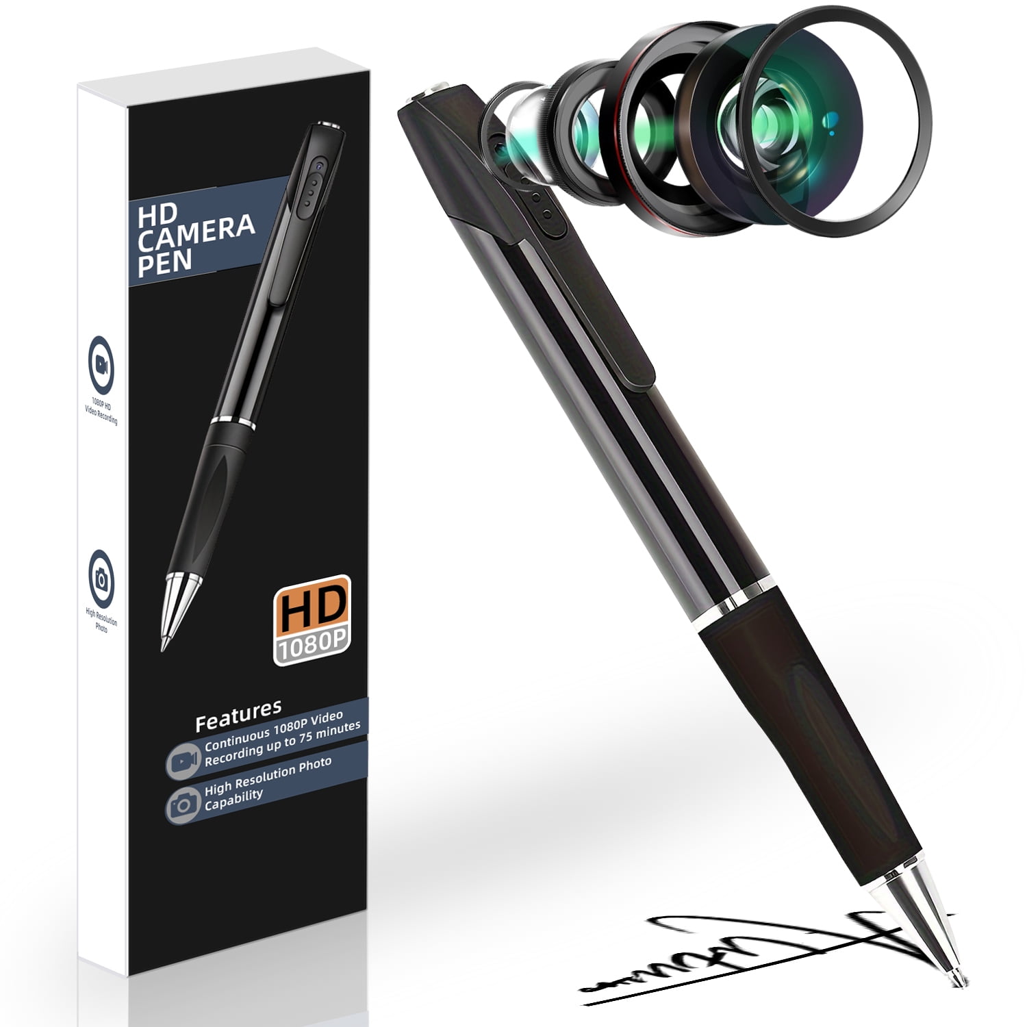 1080P Recorder Pen with 64GB, Portable Video Recording Pen for Business ...