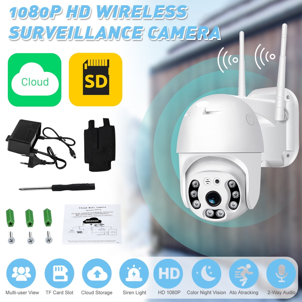 1080P Security Cameras Outdoor - Color Night Vision Wireless WiFi Home ...