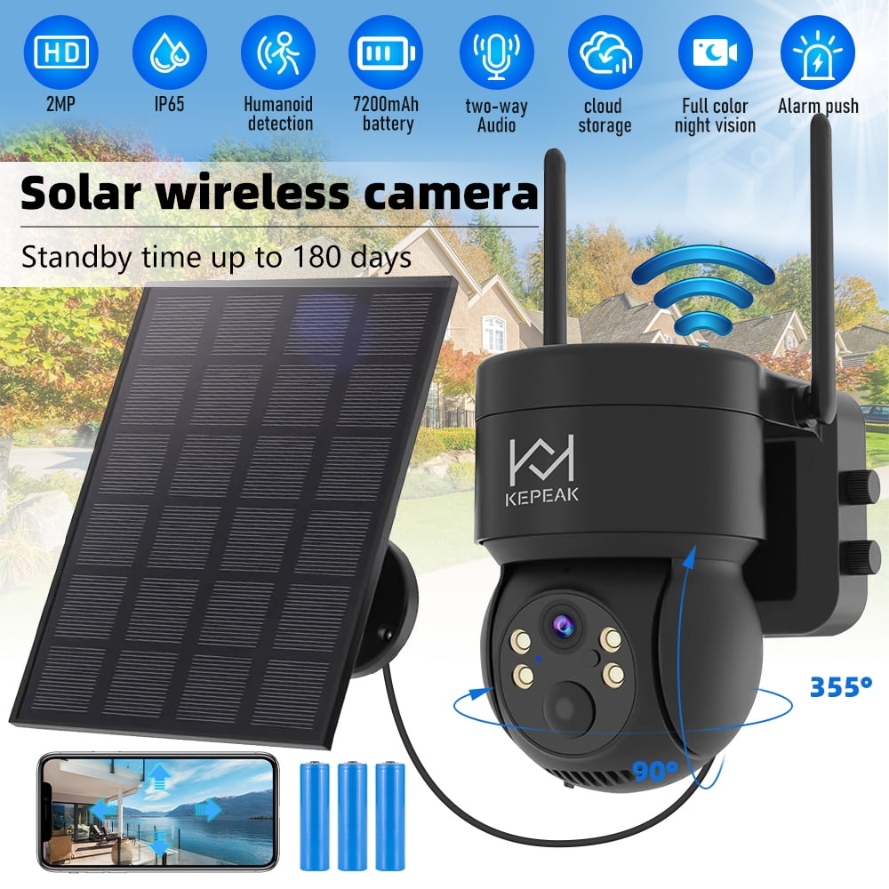 1080P Solar Security Cameras Wireless Outdoor with Night Vision and ...