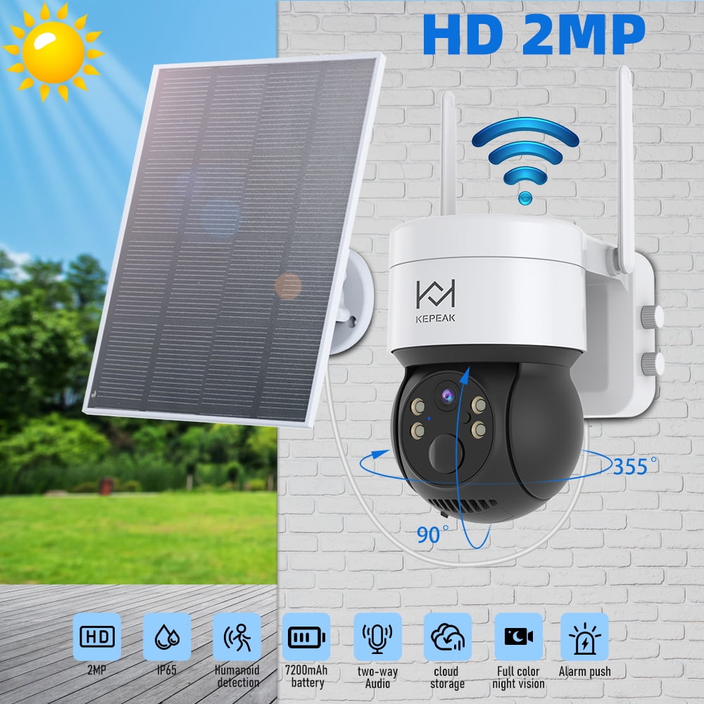 1080P Solar Security Cameras Wireless Outdoor with Night Vision and ...
