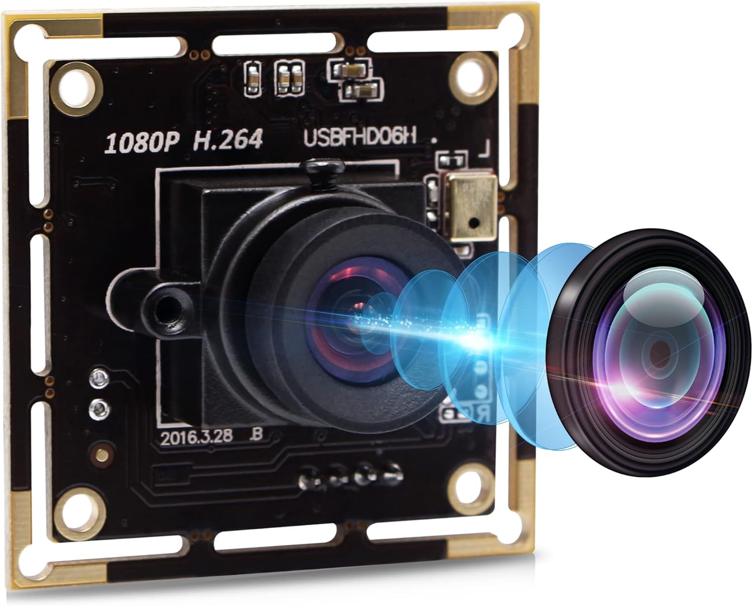 1080P USB Camera Module with 100 Degree No Distortion Lens,2MP Tiny USB ...