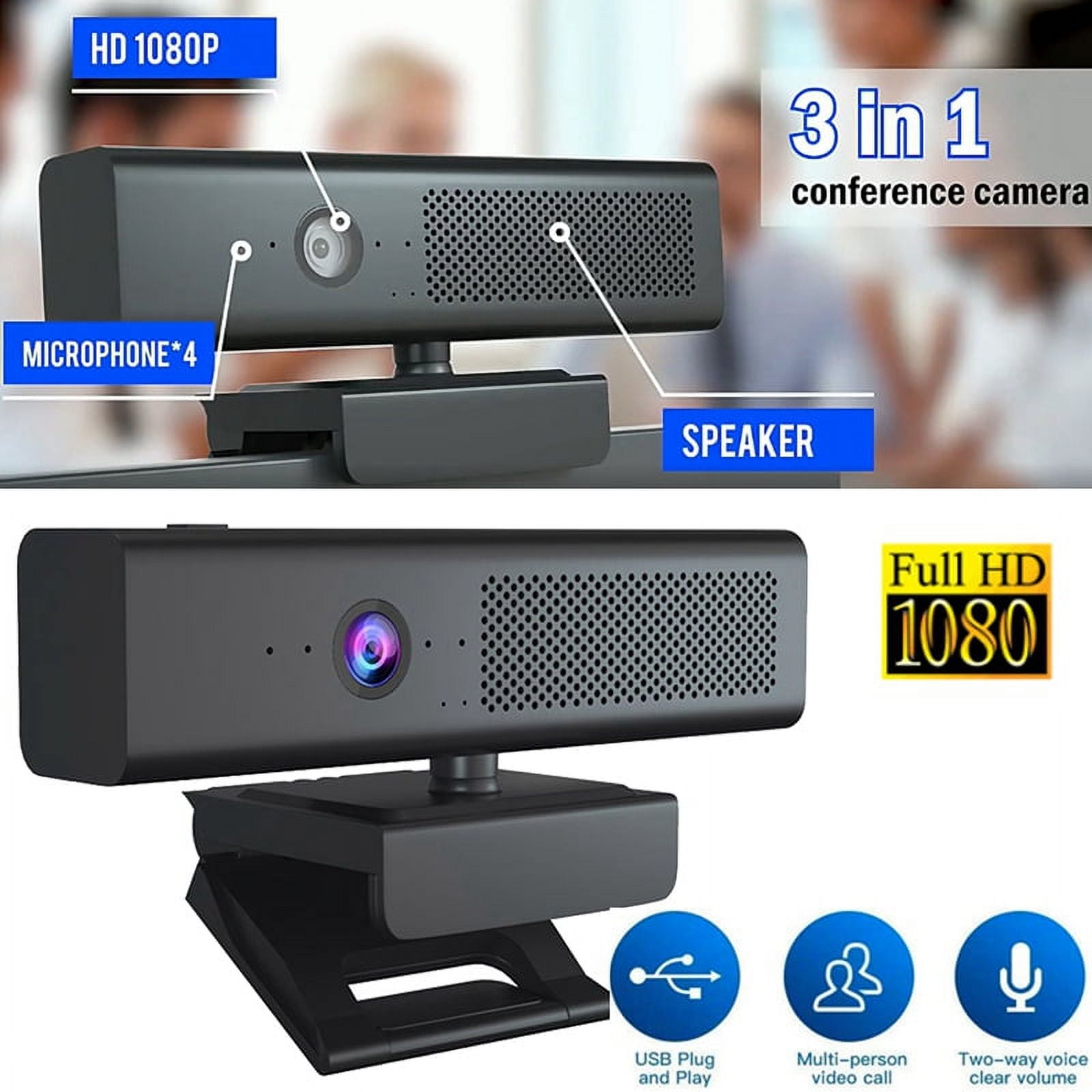 1080P USB Webcam Computer Camera with HiFi Speaker Microphone Video ...