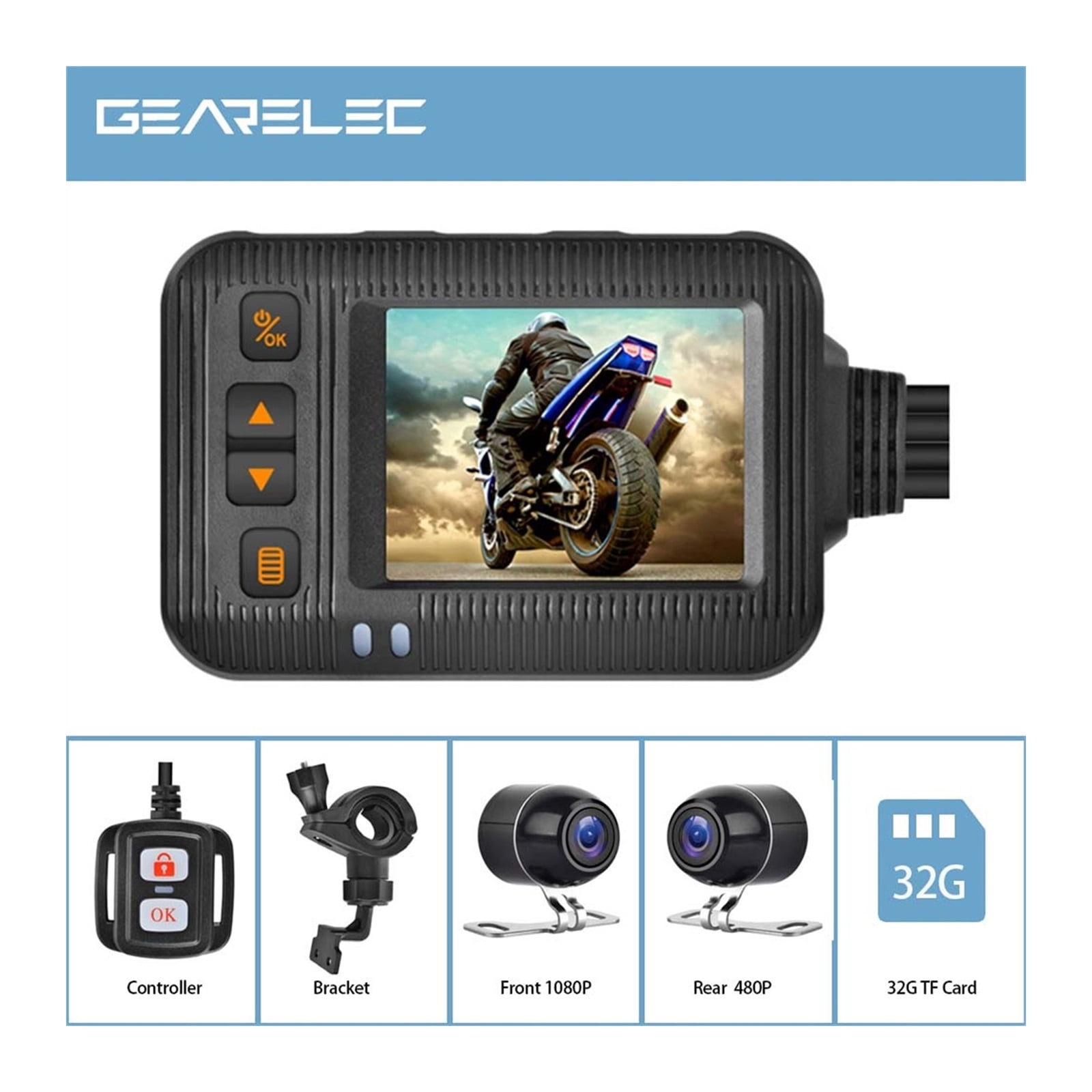 1080P Waterproof Motorcycle Camera DVR Motorcycle Dashcam 2 Inch Front ...
