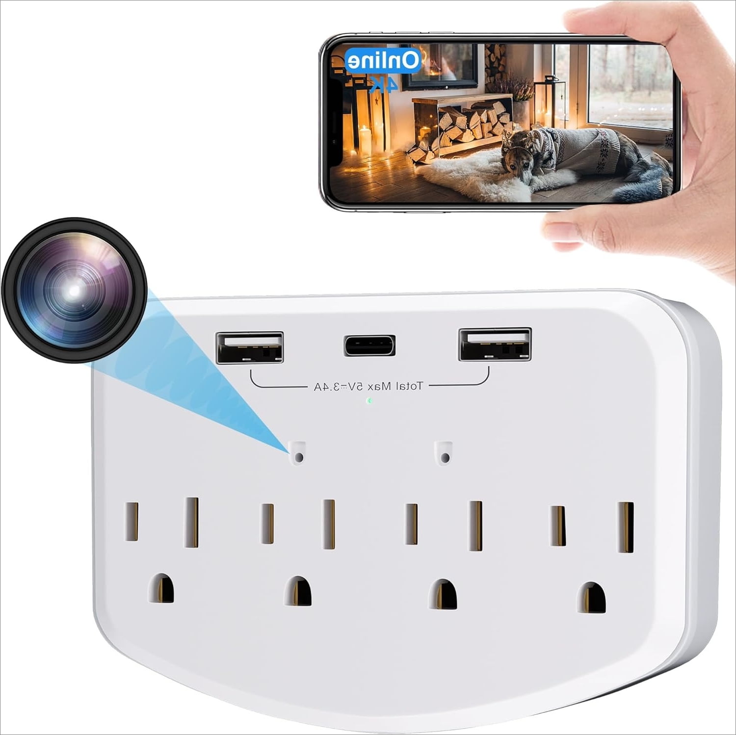 1080P Wireless Cameras Mini Small Security Wall Outlet WiFi Camera ...