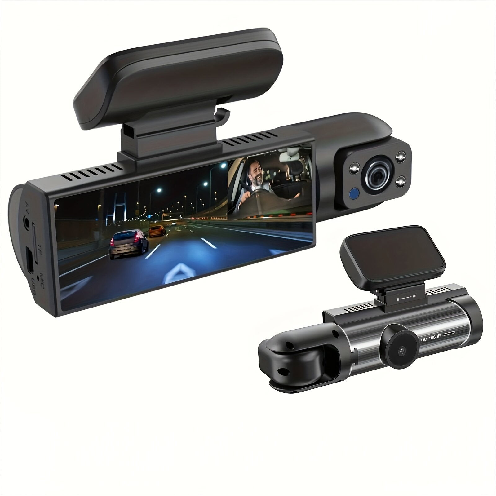 1080P car driving recorder dual lens front and interior DVR recorder 3. ...