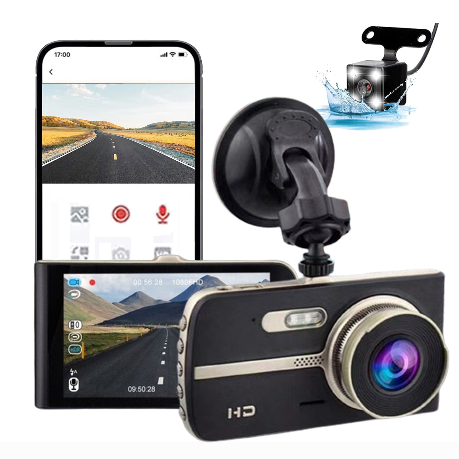 1080p Dash Cam Wifi Car Recorder Two Lens Night Vision Loop Recording ...