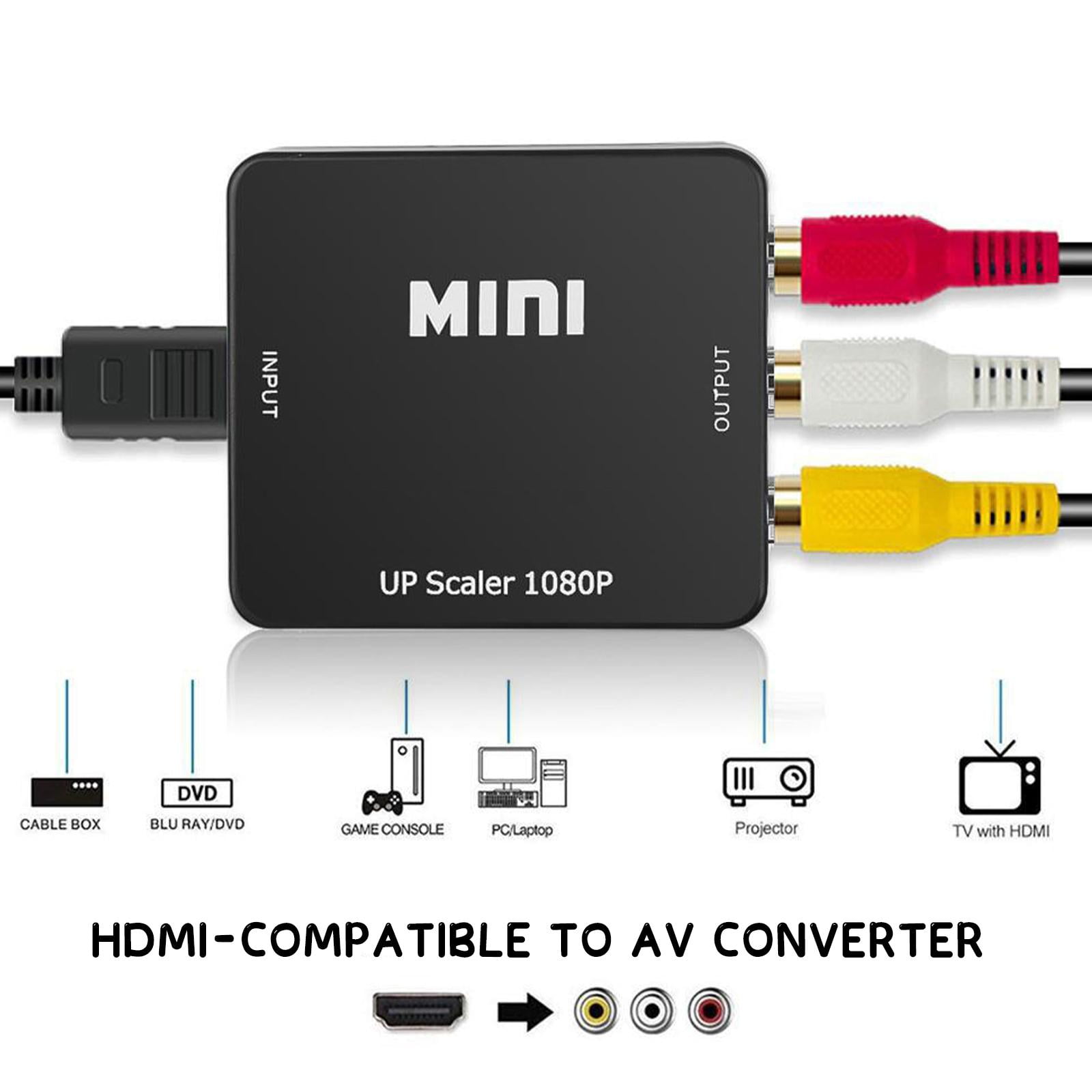 1080p HDMI to AV Converter Adapter Mini Case Full HD Video 1080p ...
