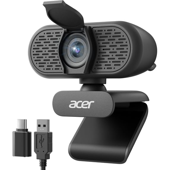 1080p Webcam USB Plug and Play Webcam for PC with Noise Cancellation ...