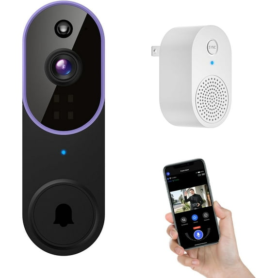 1080p Wireless Smart Doorbell Camera with Doorbell Receiver, HD Live ...