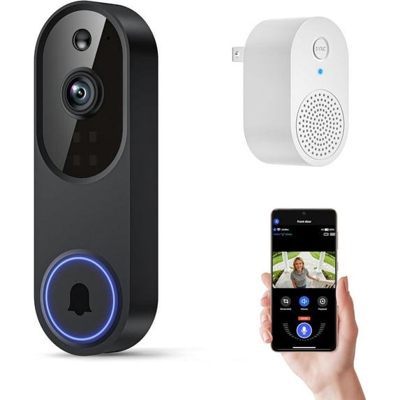 1080p Wireless Wi-Fi Video Doorbell Camera with Two Way Audio, Night ...
