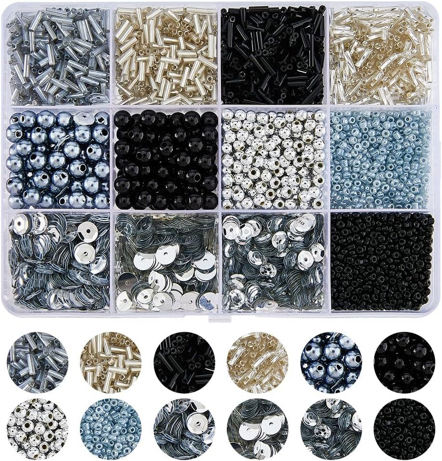 108G Assorted Beads for Jewelry Making Bead and Sequin Kit Glass Round ...