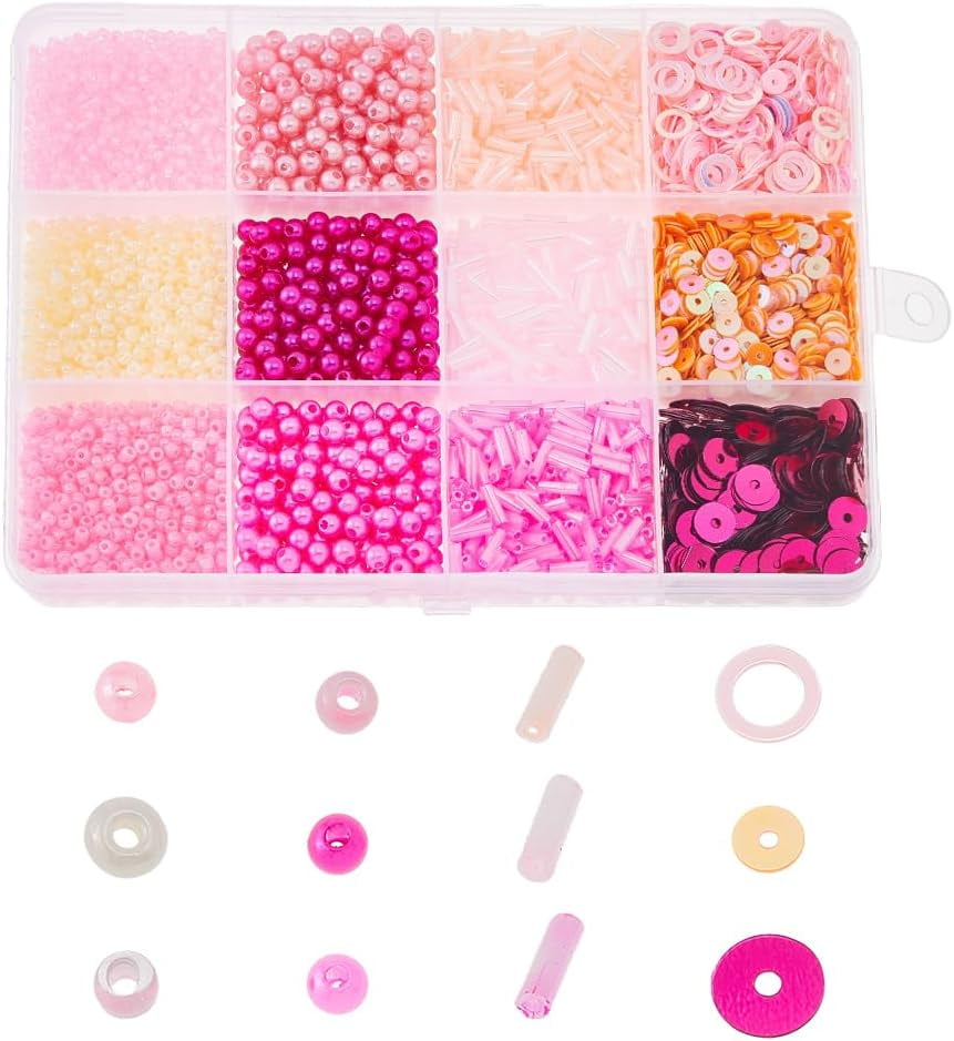 108G Assorted Beads Kit Including Laser Loose Sequins Pearl Round Beads ...