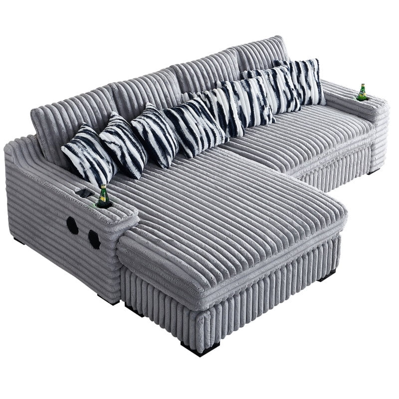 108Inch Modern Sectional Sofa L shape sofa with 4PCS Back Cushions and ...