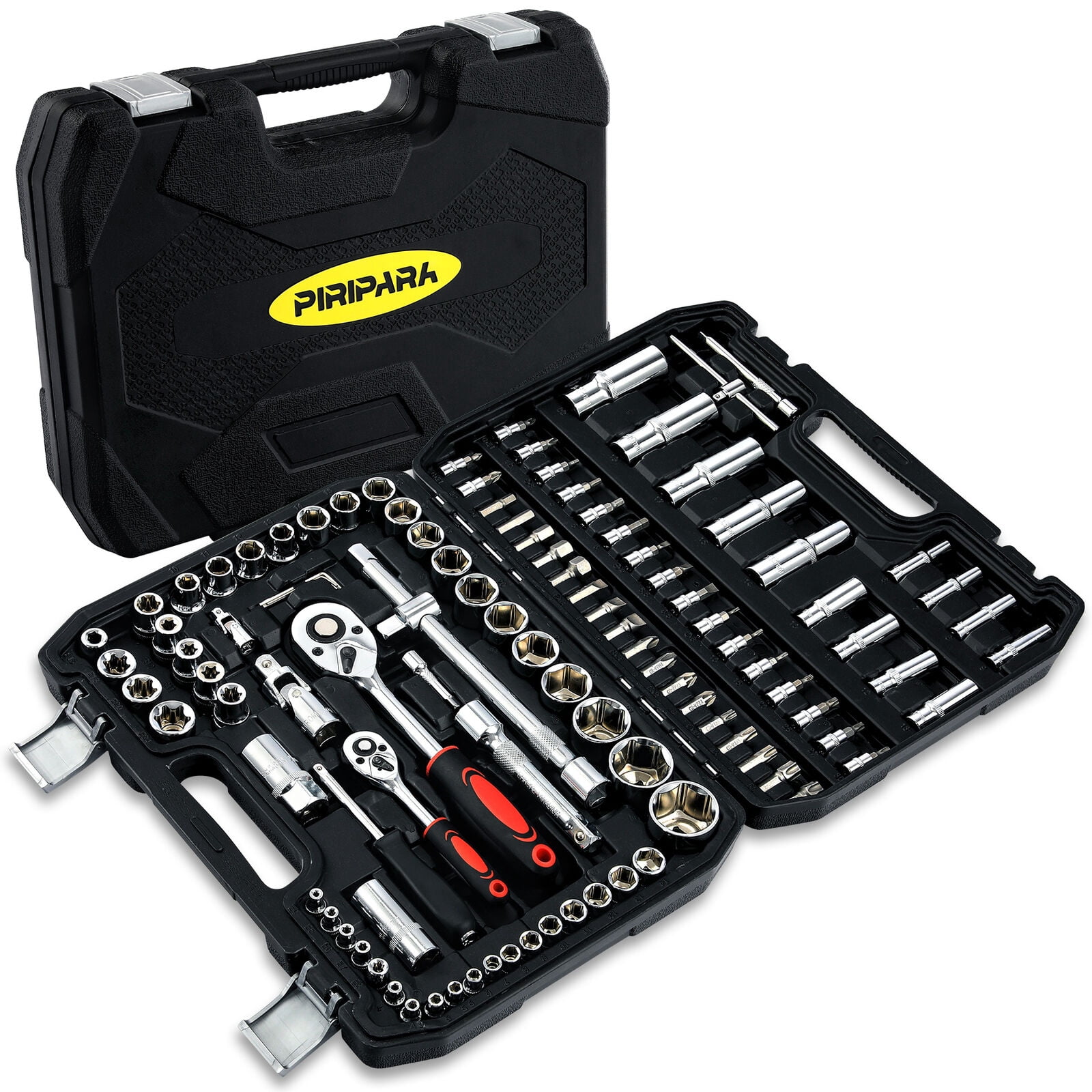108PCS Socket Wrench Set 1/4" 1/2" Drive Socket and Ratchet Wrench Tool ...