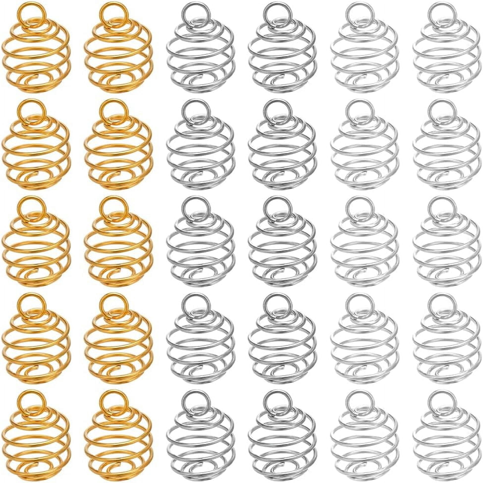 108Pcs 3 Colors Spiral Bead Cage Charms Pendants Hollow Spring Ball ...