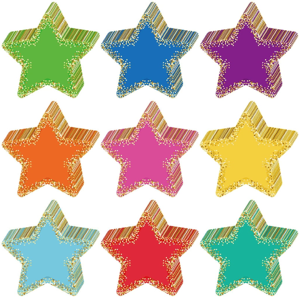 108Pcs Star Paper Cutouts 5.5Inch Assorted Color Star Die Cut for Art ...