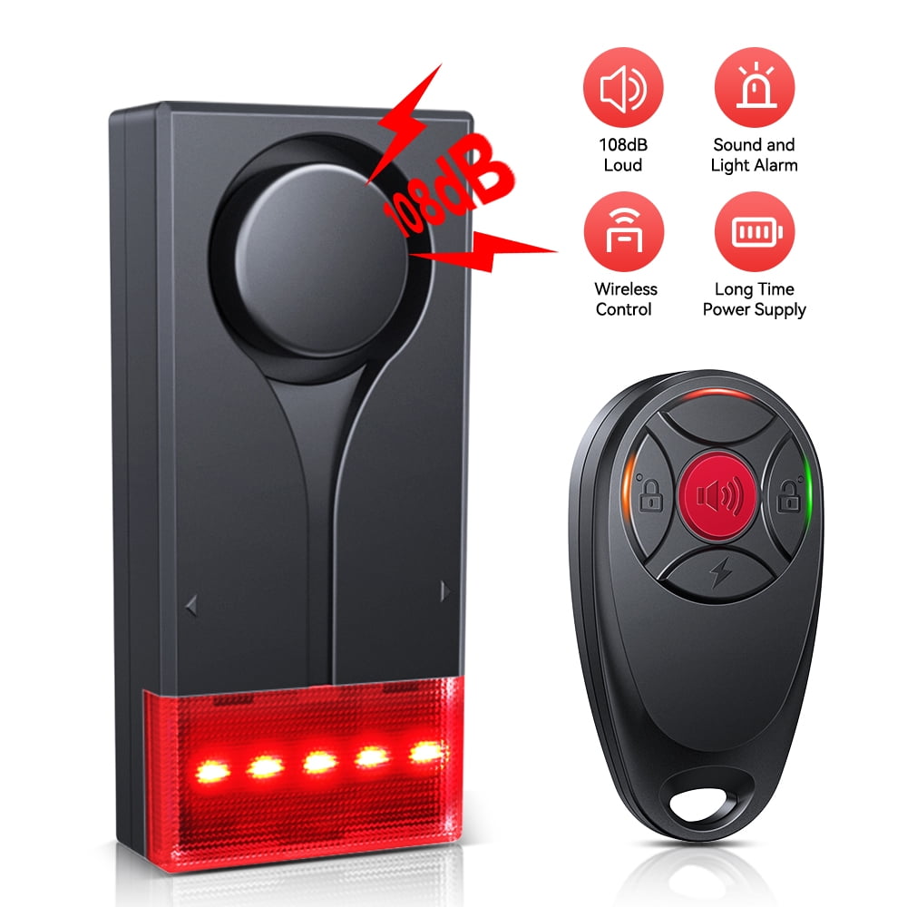 108dB Anti-Theft Alarm Wireless Vibration Alarm with Remote Control ...
