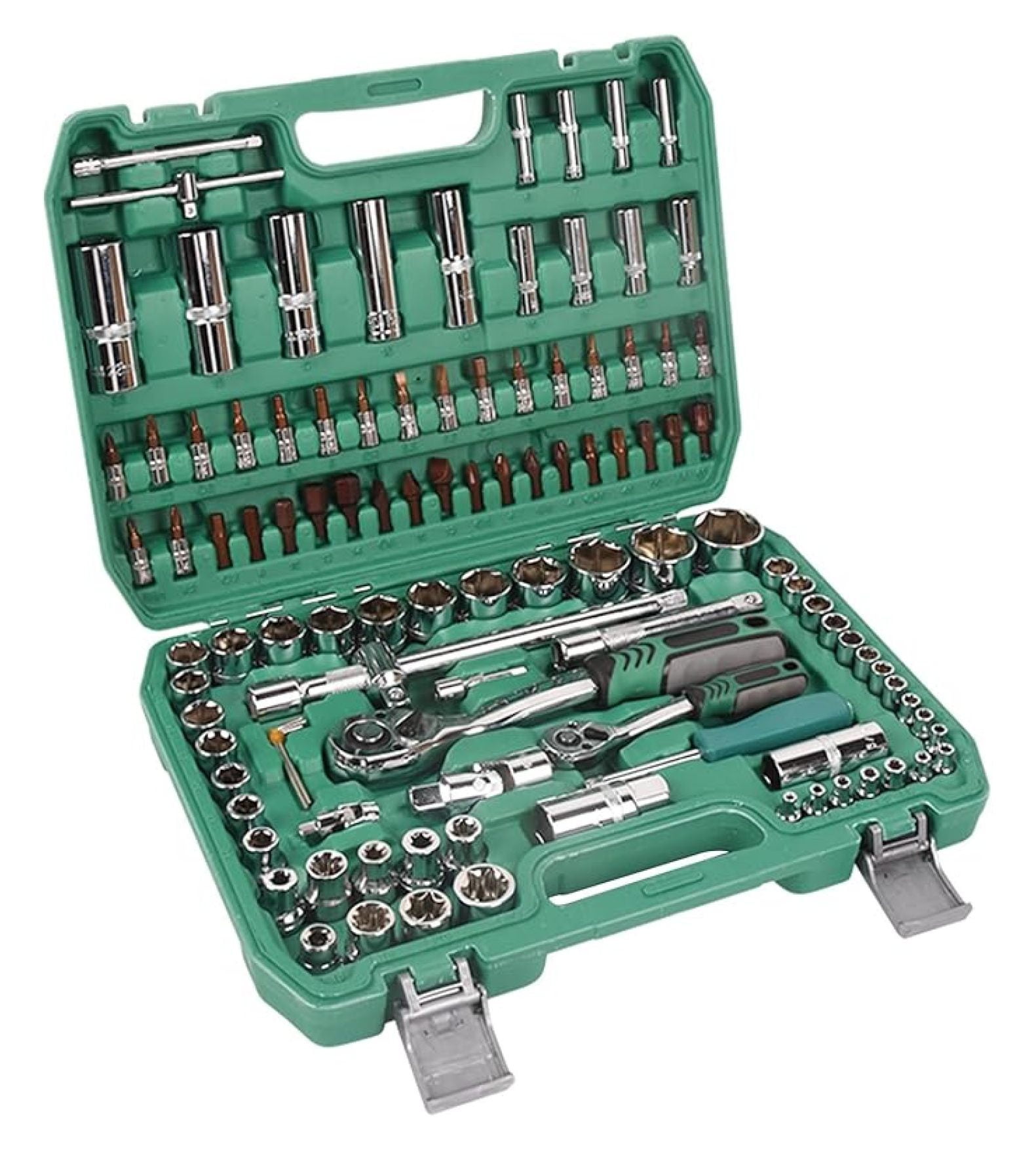 108pcs 1/2" 1/4" Socket and Drive Tool Set Mechanics Tools Kit Sockets ...