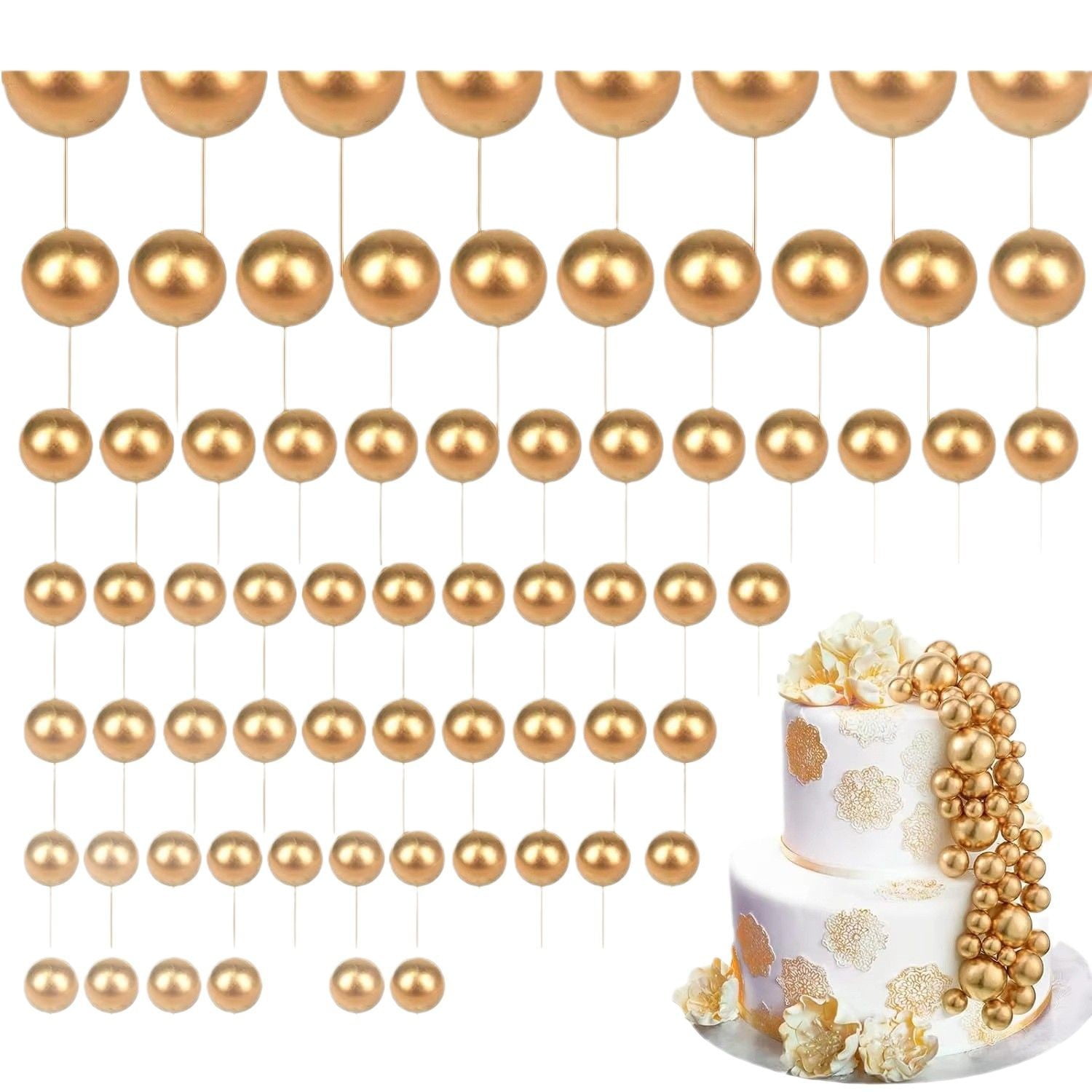 108pcs Ball Cake Boho Grass Cake Topper Ball Cake Insert Decoration for ...