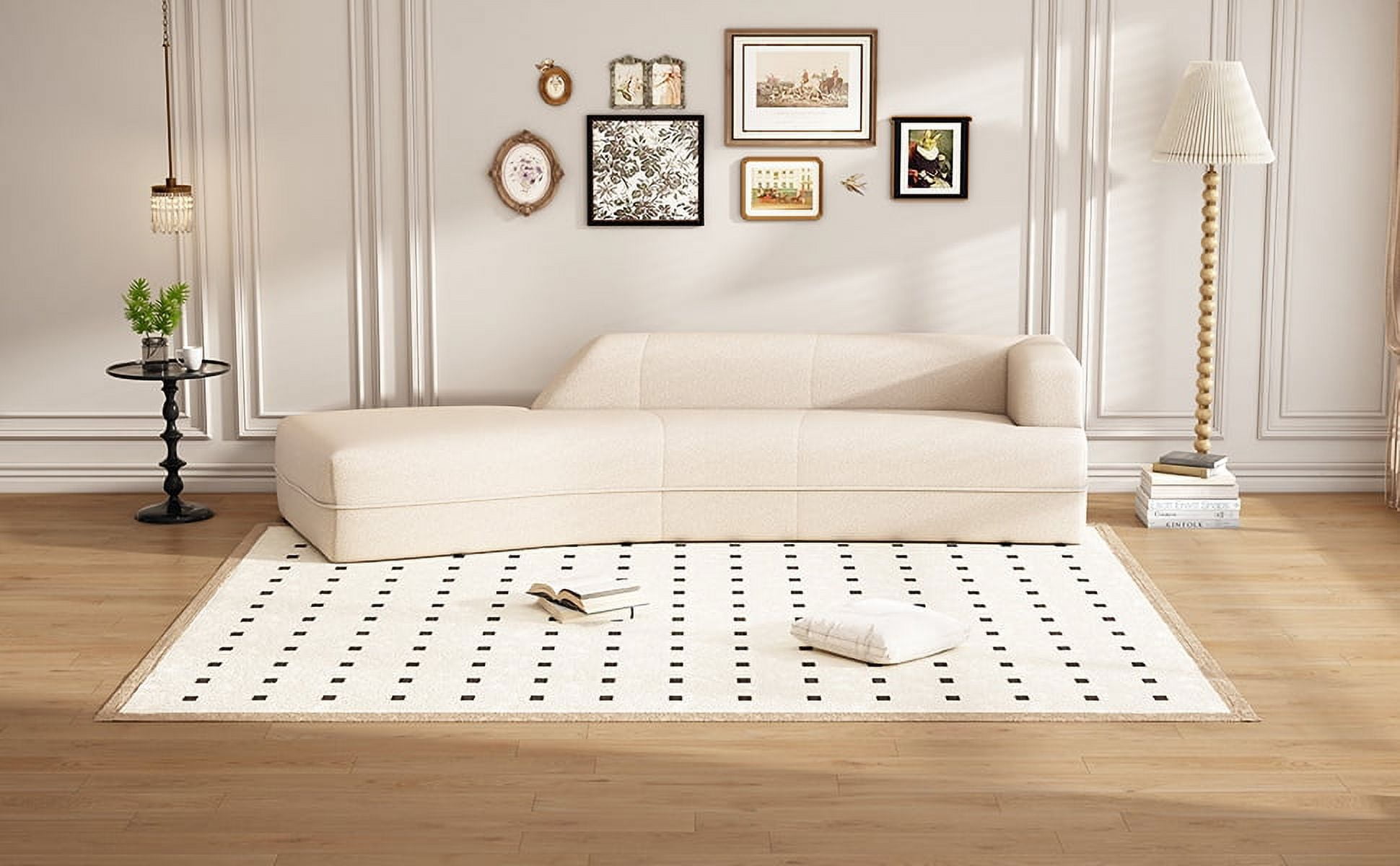 109.4" Curved Chaise Lounge, Modern Boucle Fabric Cloud Couch with No ...