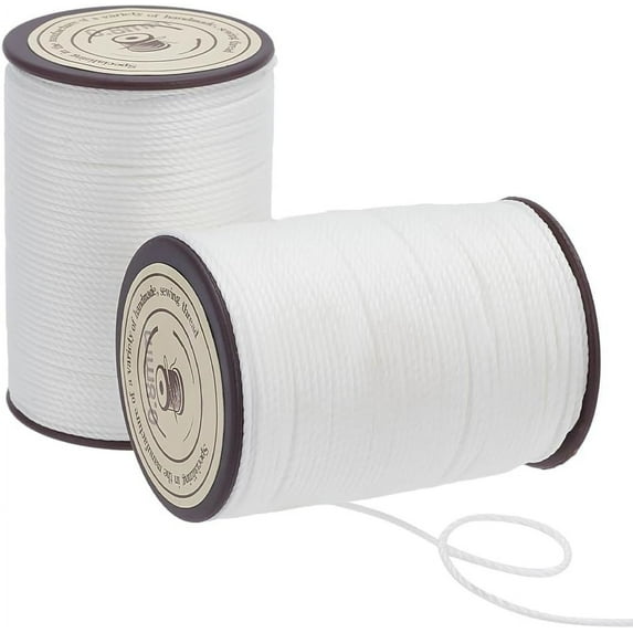 109.4 Yards（100m）/2 Roll White Waxed Polyester Cord 0.8mm Twisted Sewing Waxed Thread Polyester ...