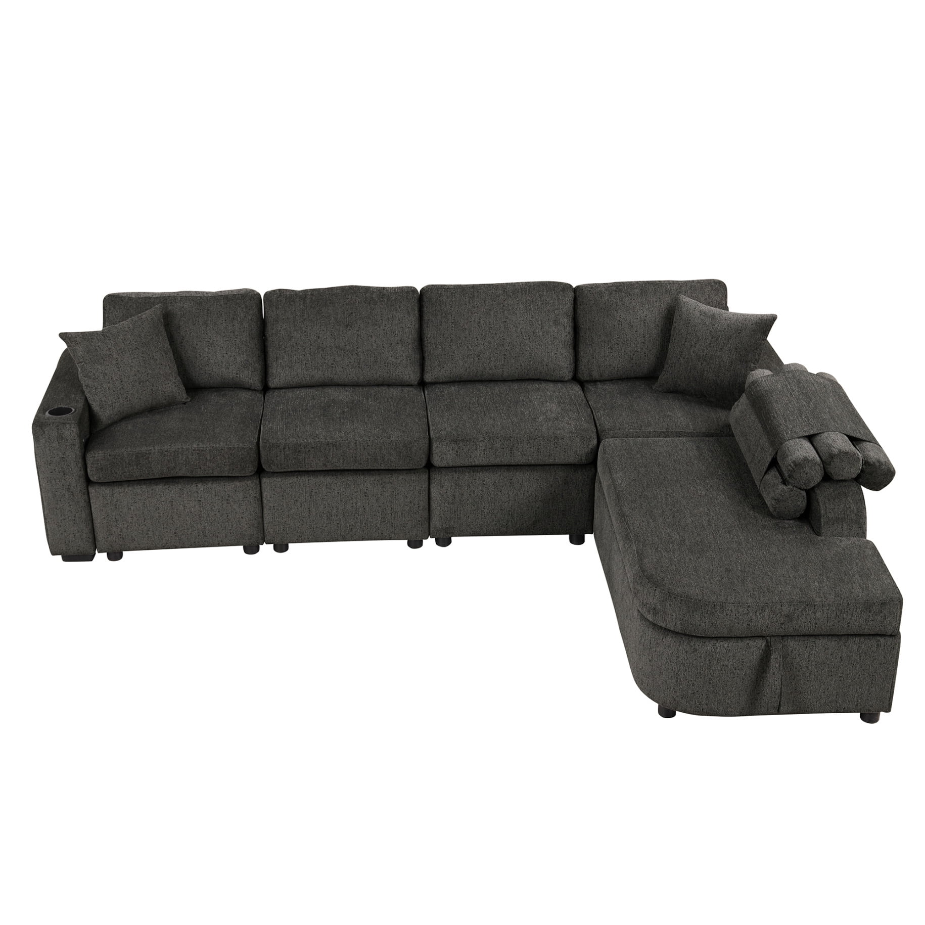 109.8" Oversized Sectional Sofa, Chenille L Shaped Sofa with Storage ...