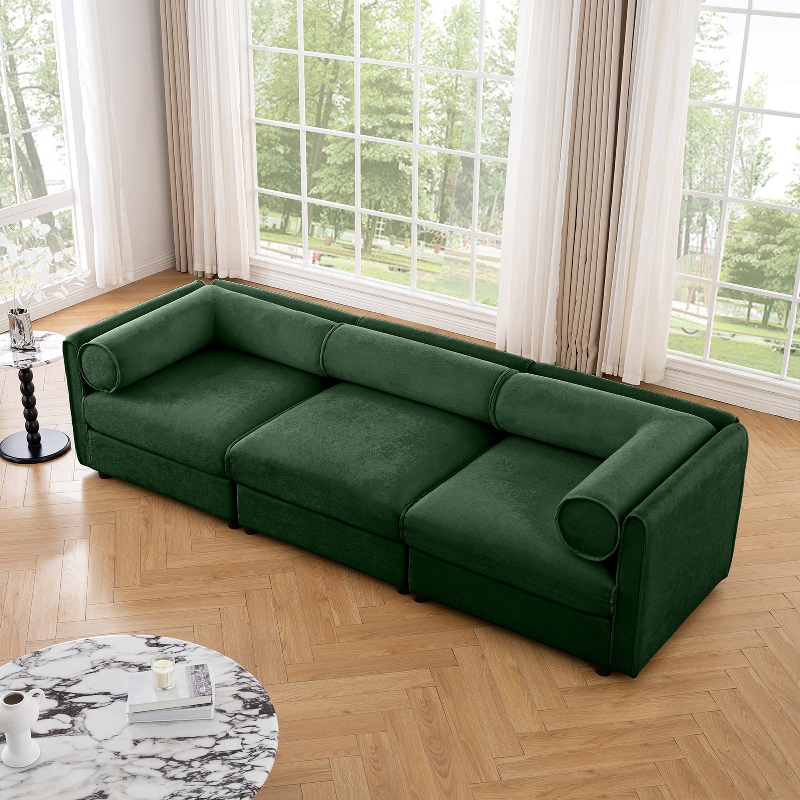 109" Green Oversized Modular Sectional Sofa, 3 Seater Large Sectional Couches for Living Room ...