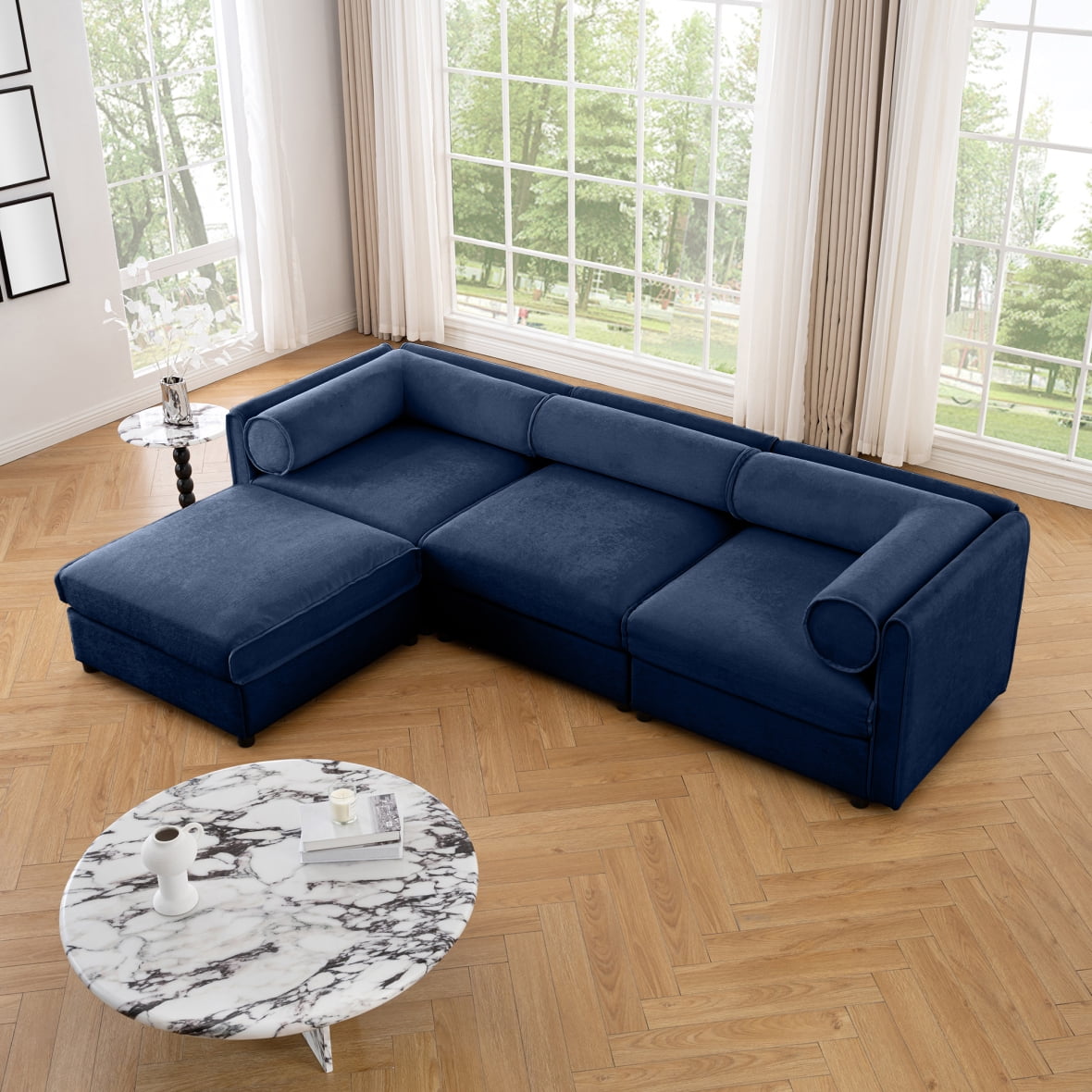 109 Inch Modular Sectional Sofa with Storage Seats, 4 Seat L-Shaped ...