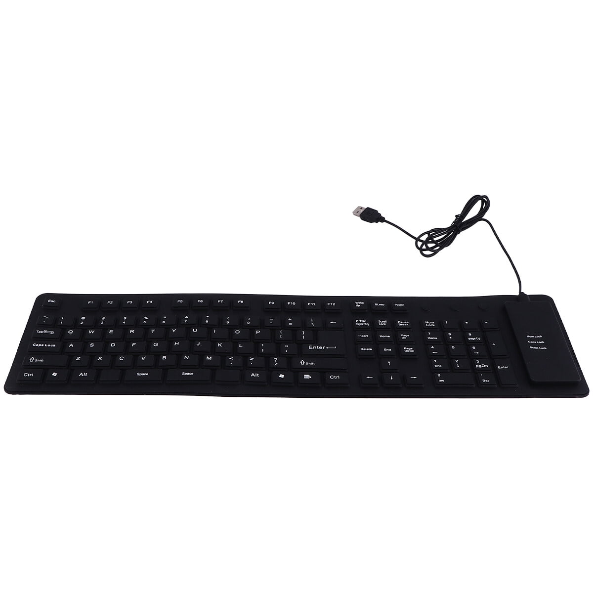 109 Key Silicone Folding Keyboard Computer Keyboards Silent Work Black ...