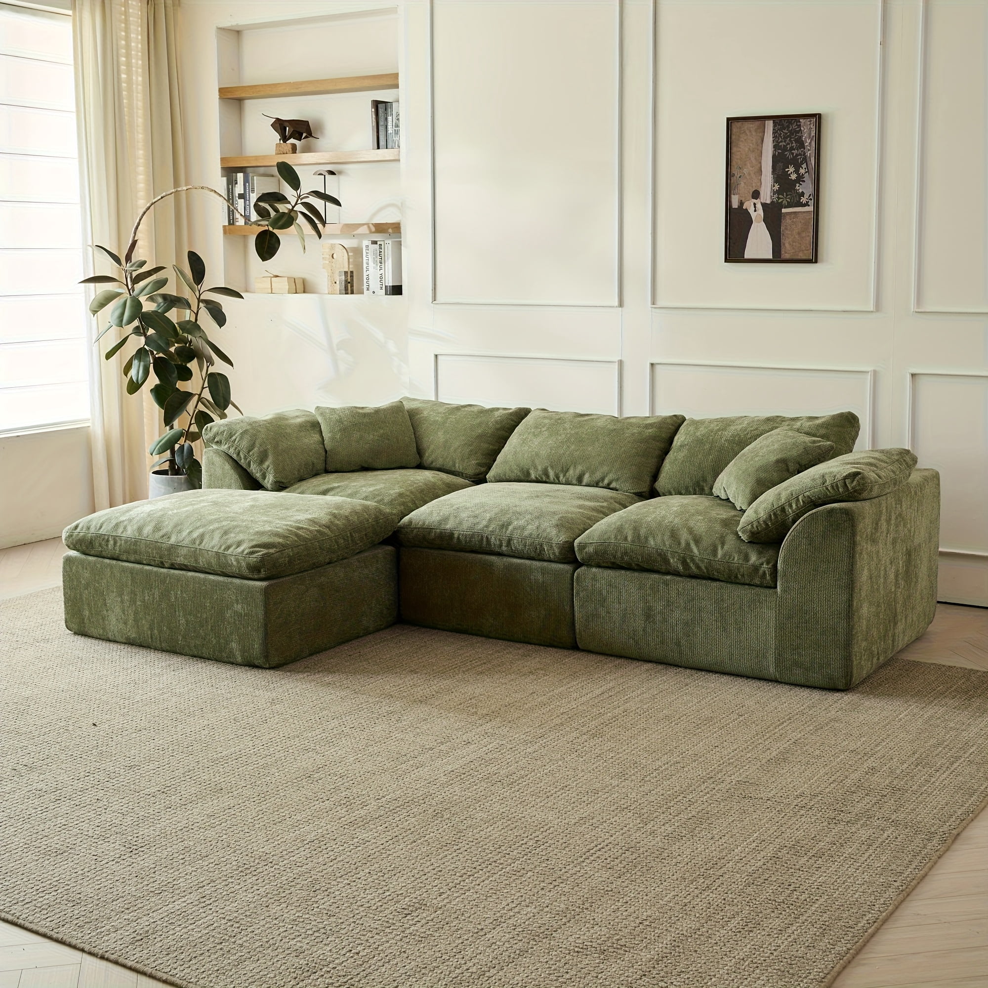 109" Modern Cloud Couches for Living Room, Deep Seat Convertible L ...