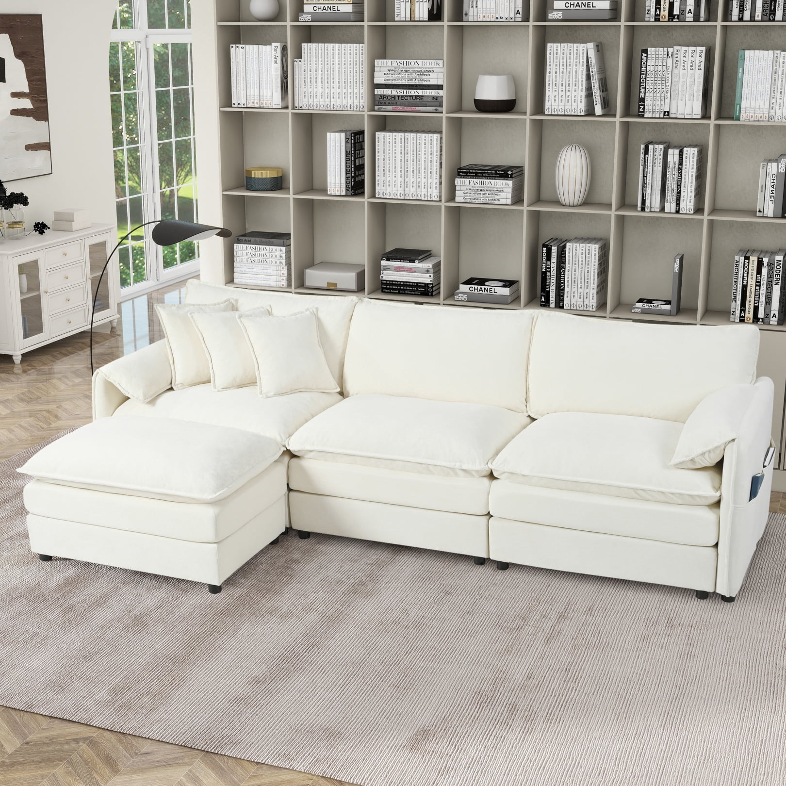 109" Modular Sectional Sofa, Oversized Deep Seat L-Shaped Couch with ...
