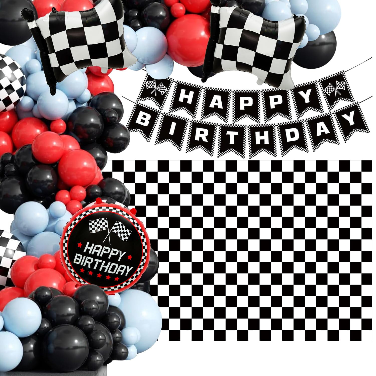 109 Pcs Racing DHF10 Balloon Garland Arch Kit Themed Birthday Party ...