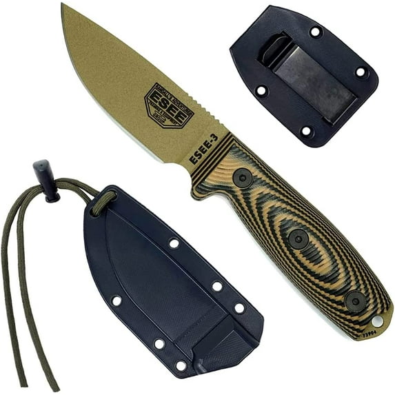 1095 Carbon Steel, Black Sheath (Dark Earth Blade, Coyote/Black G-10 3D ...