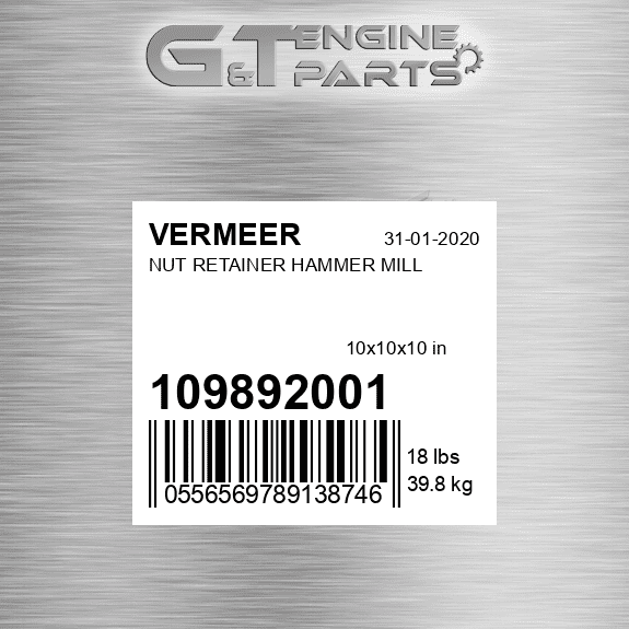 109892001 NUT RETAINER HAMMER MILL fits VERMEER (New OEM) - Walmart.com
