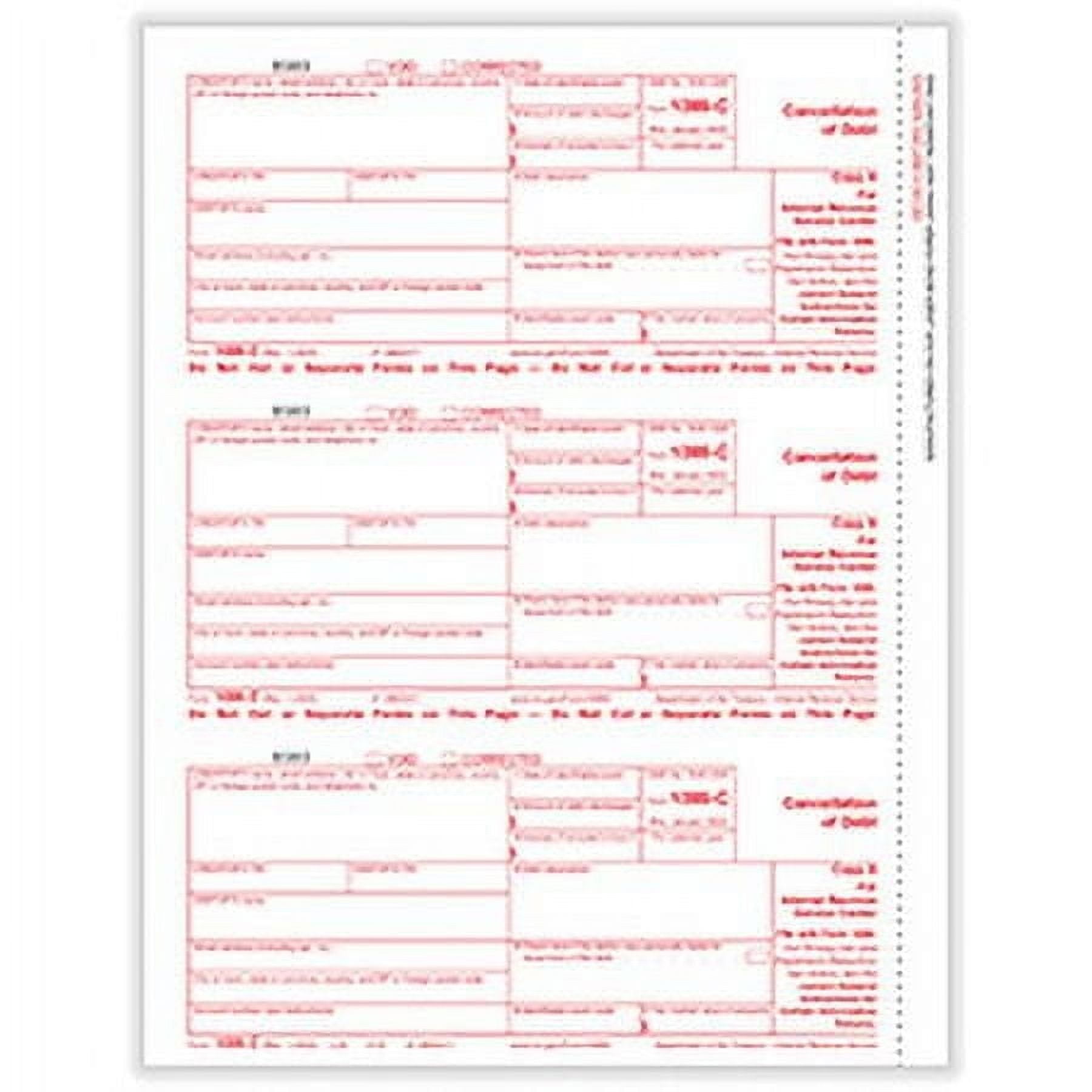 1099-C 3-Up Federal Copy A, 150 Forms, 8.5 x 11, Perforated - Walmart.com