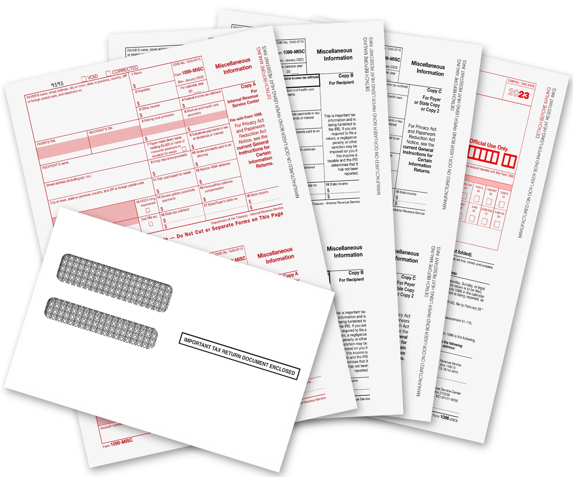 2023 IRS Approved 1099 MISC Laser Forms Kit for Quickbooks - 4 Part Tax Forms, 25 Envelopes by ...