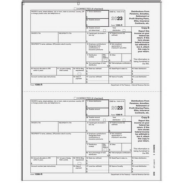 1099-R, 2-Up, Recipient Copy B, IRS Approved Tax Forms, 100/Pk ...