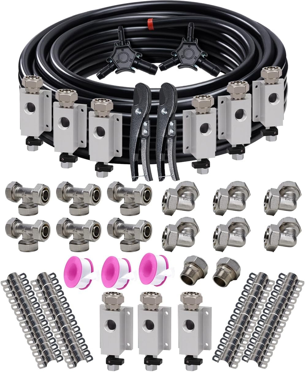 109PCS Compressed Air Line Kit for Shop/Garage, 3/4" x 300 Feet HDPE ...