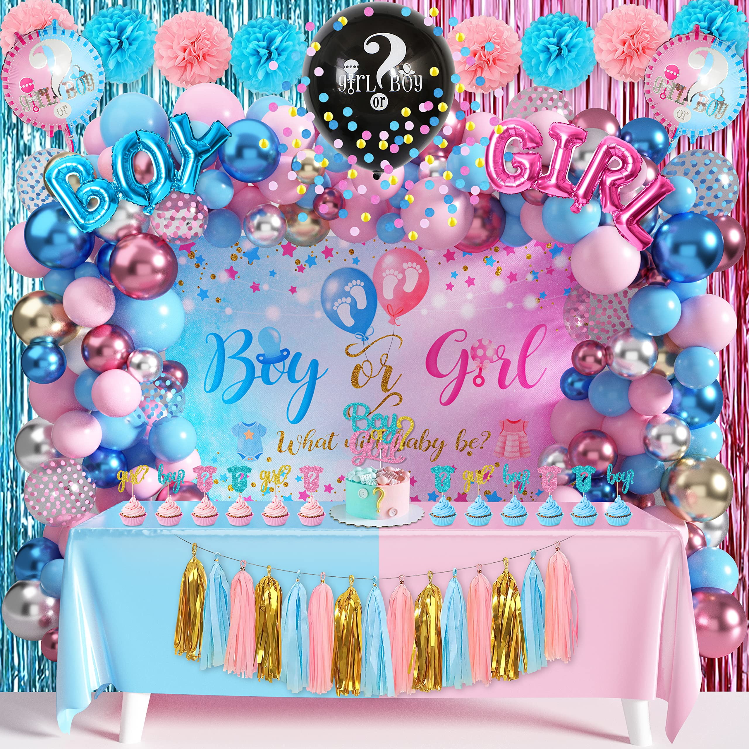 109Pcs Gender Reveal Decorations SSF20 Boy or Girl Gender Reveal Party ...