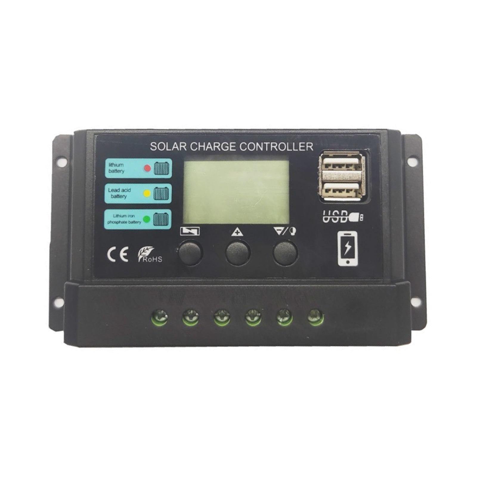 10A/20A/30A Intelligent Regulator Dual USB Port 12V 24V Solar Charge ...