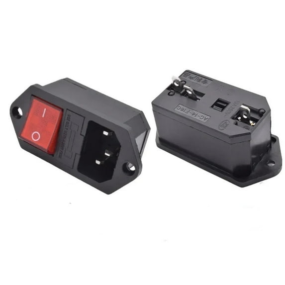 10A 250V 3 Terminal Power Socket with Fuse Holder Rocker Switch AC ...
