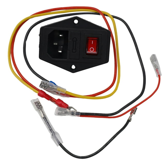 10A 250V Power Switch AC Outlet with Triple Red Rocker Switch Fuse ...