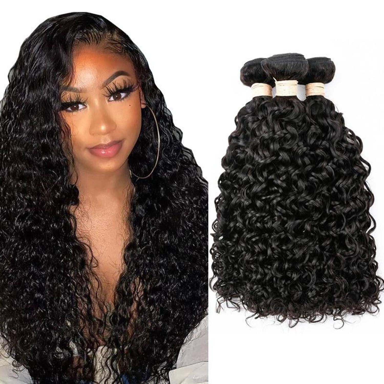 10A Grade 3/4 Curly Peruvian Human Hair Extensions - Walmart.com