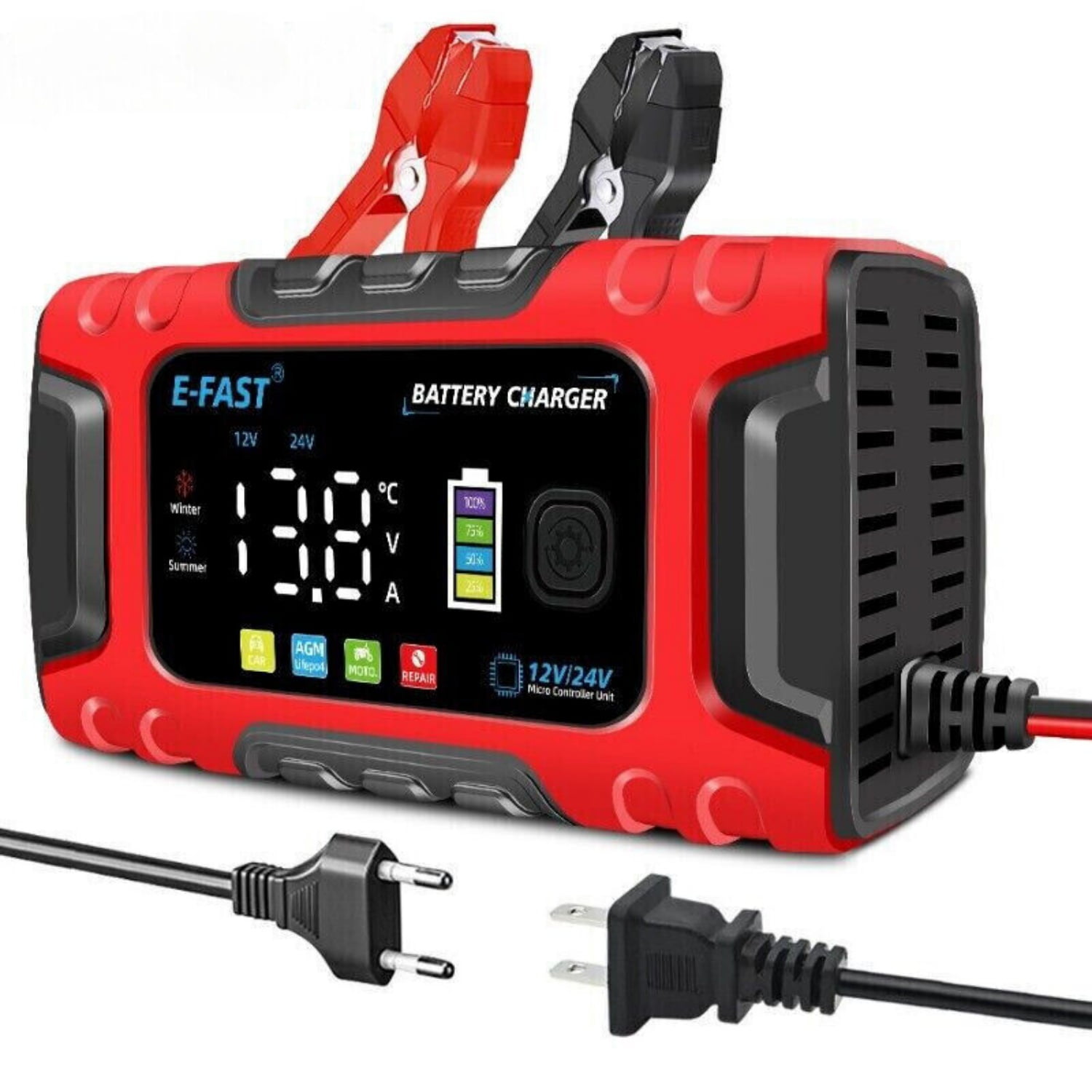 E-FAST 10A Smart Battery Charger, 12V/24V, Lead Acid and LiFePO4, AGM ...
