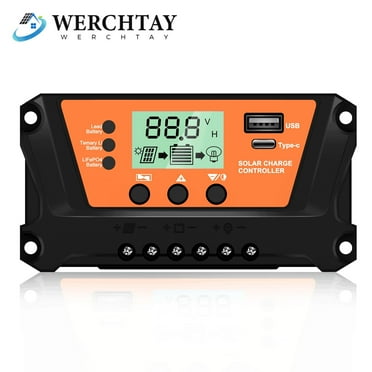 10A 20A 30A MPPT Solar Char Controller 12V 24V Auto LCD Display Dual USB 5V Output Solar Panel ...