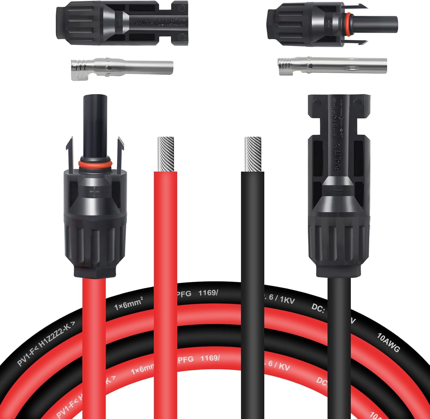 10AWG 20Feet Mc4 Extension with Female and Male Connector, Solar ...