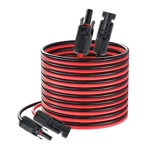 10AWG Solar Panel Extension Cable, 2 x 20FT PV Cables with Tool-Free ...